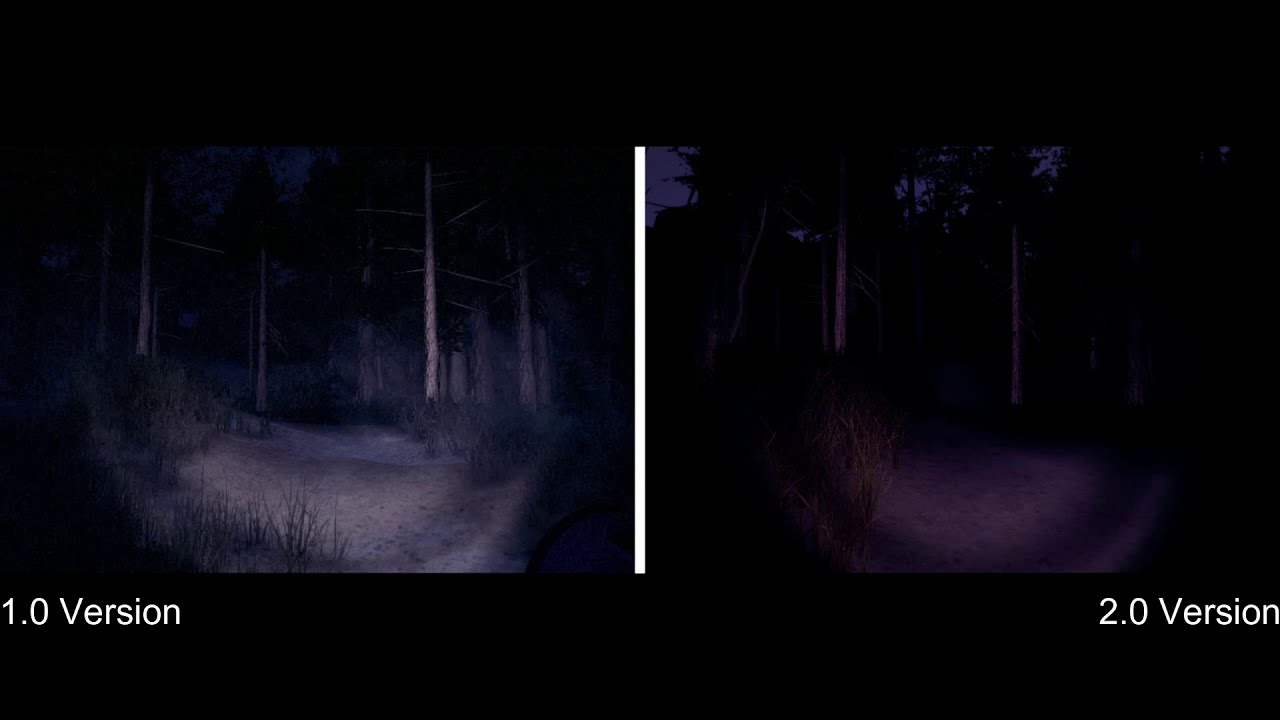 Slender : the arrival . Comparison of graphics versions 1.0 and 2.0 ...