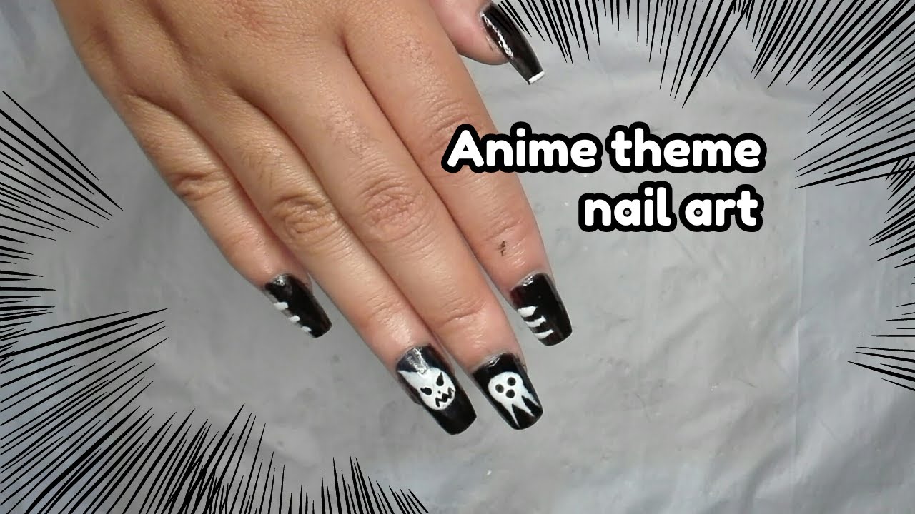 Easy anime theme nail art. Soul Eater. - YouTube