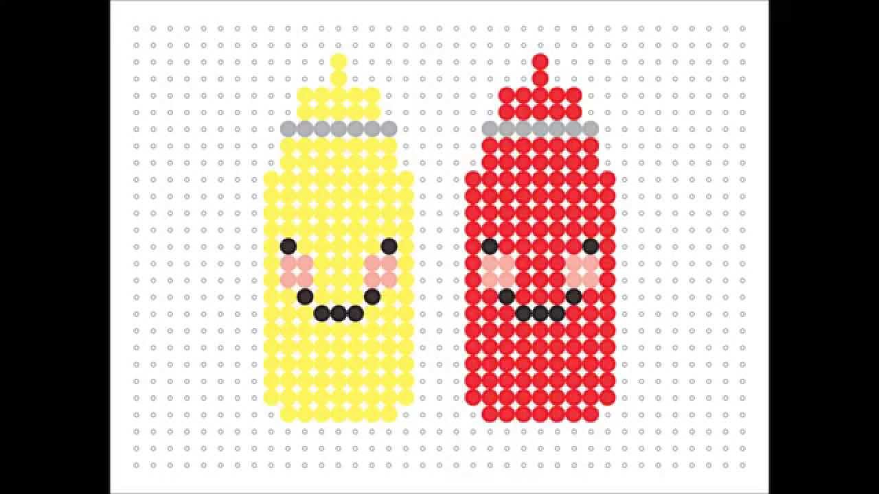 Hama Bead Kawaii Mustard And Ketchup (Kawaii Series 3 #3) - YouTube
