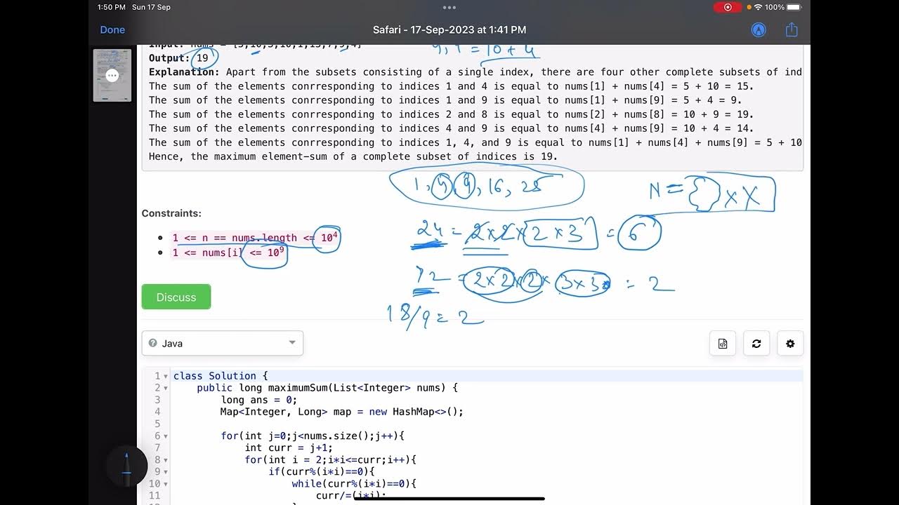 Leetcode Weekly contest 363 - Hard - Maximum Element-Sum of a Complete ...