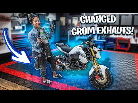 GIRLFRIEND CHANGES HONDA GROM EXHAUST ! (NEW UPGRADE) | BRAAP VLOGS