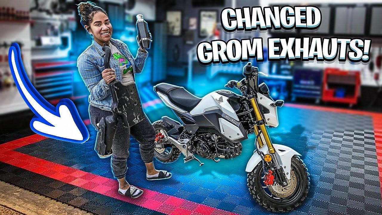 GIRLFRIEND CHANGES HONDA GROM EXHAUST ! (NEW UPGRADE) | BRAAP VLOGS ...