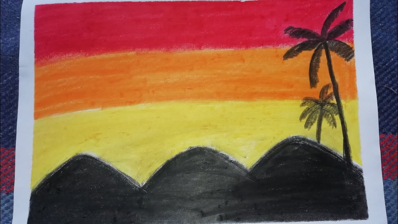 oil paste drawing||part2||for beginners||easy simple||🎨🎨 ️🌅||ayisha's ...