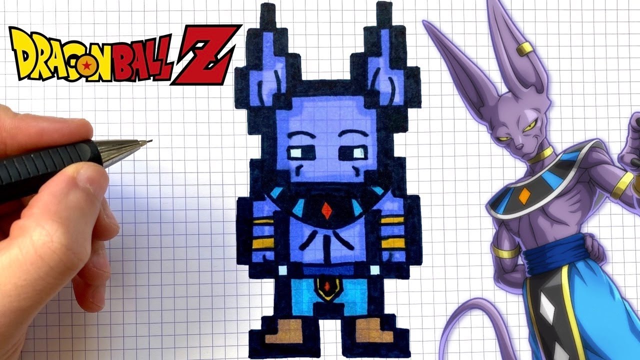HOW TO DRAW BEERUS PIXEL ART DRAGON BALL SUPER - YouTube