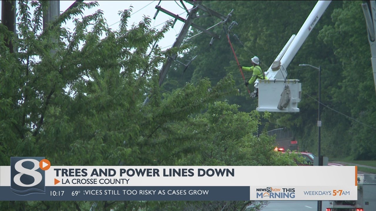 Power lines, trees down after storm rolls through the area - YouTube