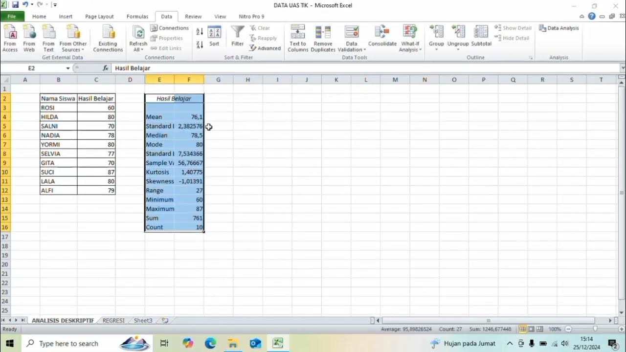 Cara Menggunakan Analisis Deskriptif Dan Regresi pada Microsoft Excel - YouTube