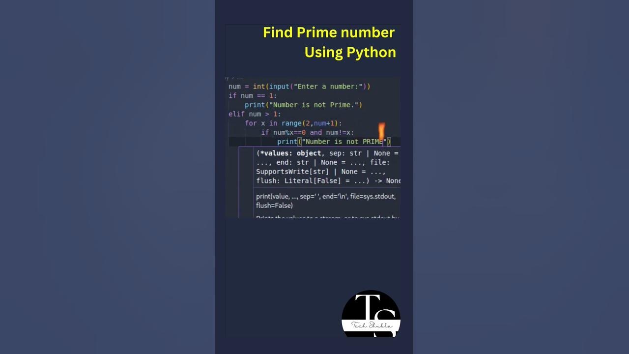 Find Prime Number Using Python Programmer Programming Python Pythonprogramming Youtube