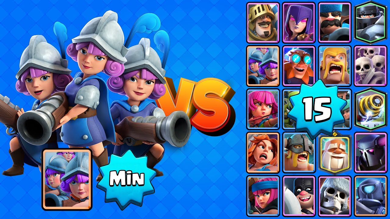 TRIO DE MOSQUETERAS AL MINIMO vs TODOS AL MÁXIMO | Clash Royale - YouTube
