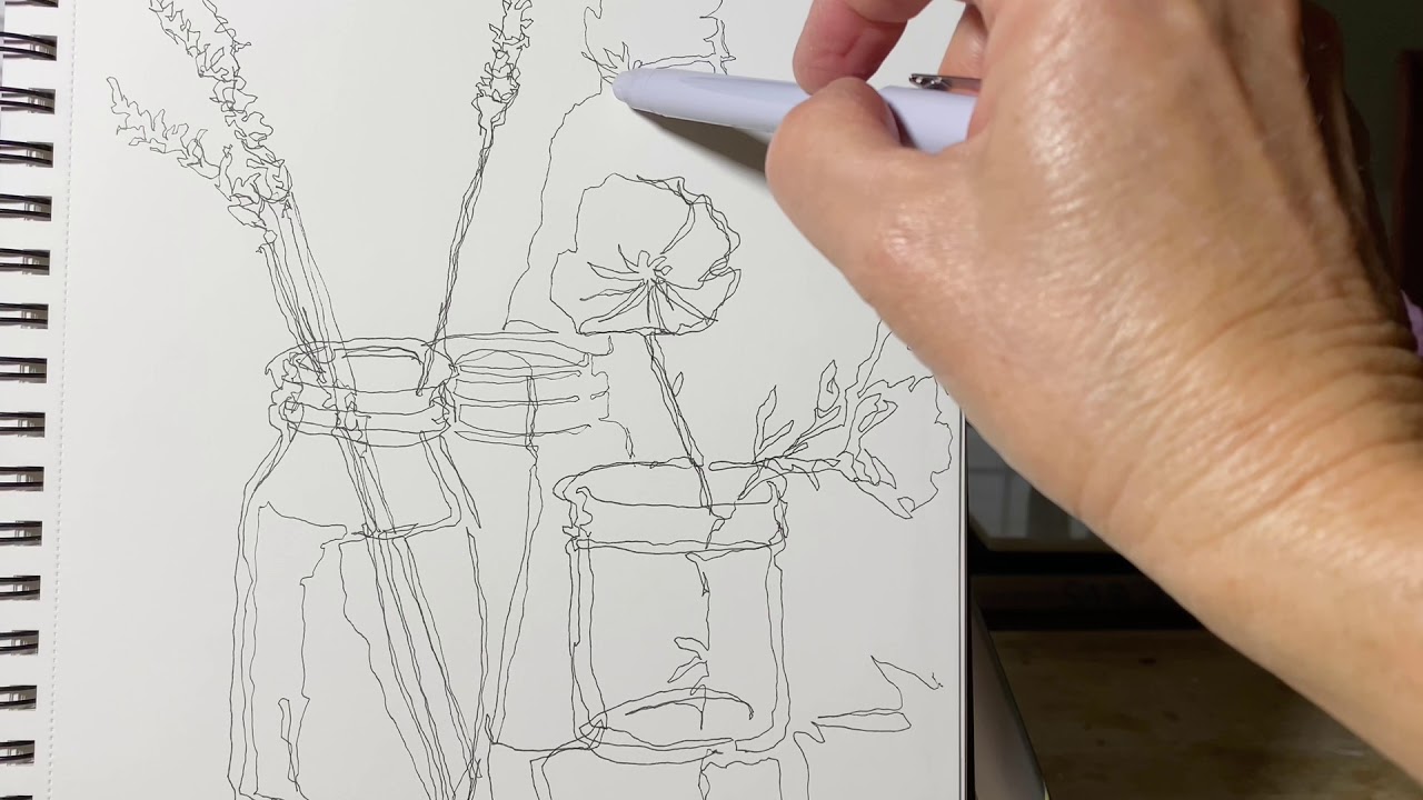 Contour Flower Drawing Finish - YouTube