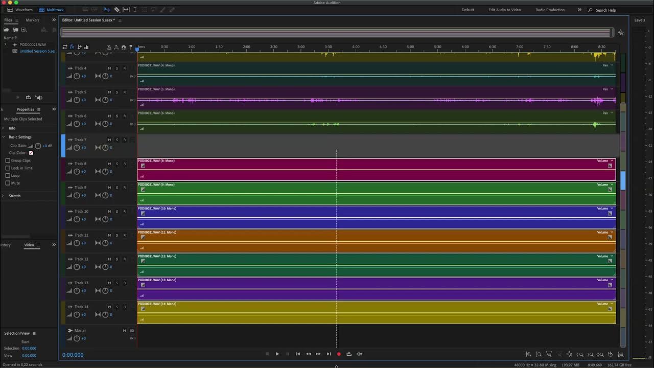 AUDIOHACK: Importing multitrack files into Audition and separate the tracks - YouTube