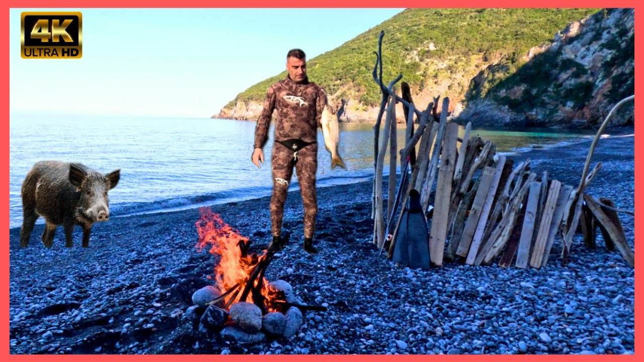 Ψαροτούφεκο στην πιο απομονωμένη παράλια της Ευβοίας🔱Επιβίωση 24 Ώρες ...