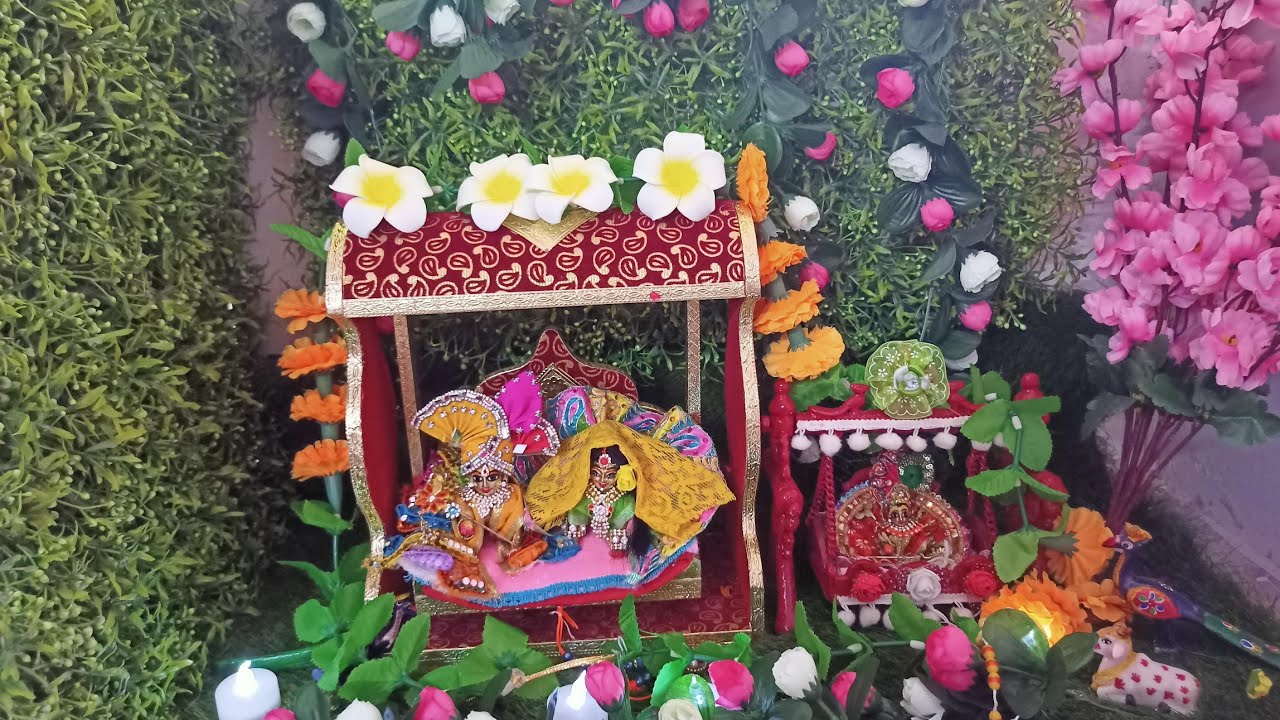 Radhakrishn ne manaya sawan somwar! sawan decoration - YouTube