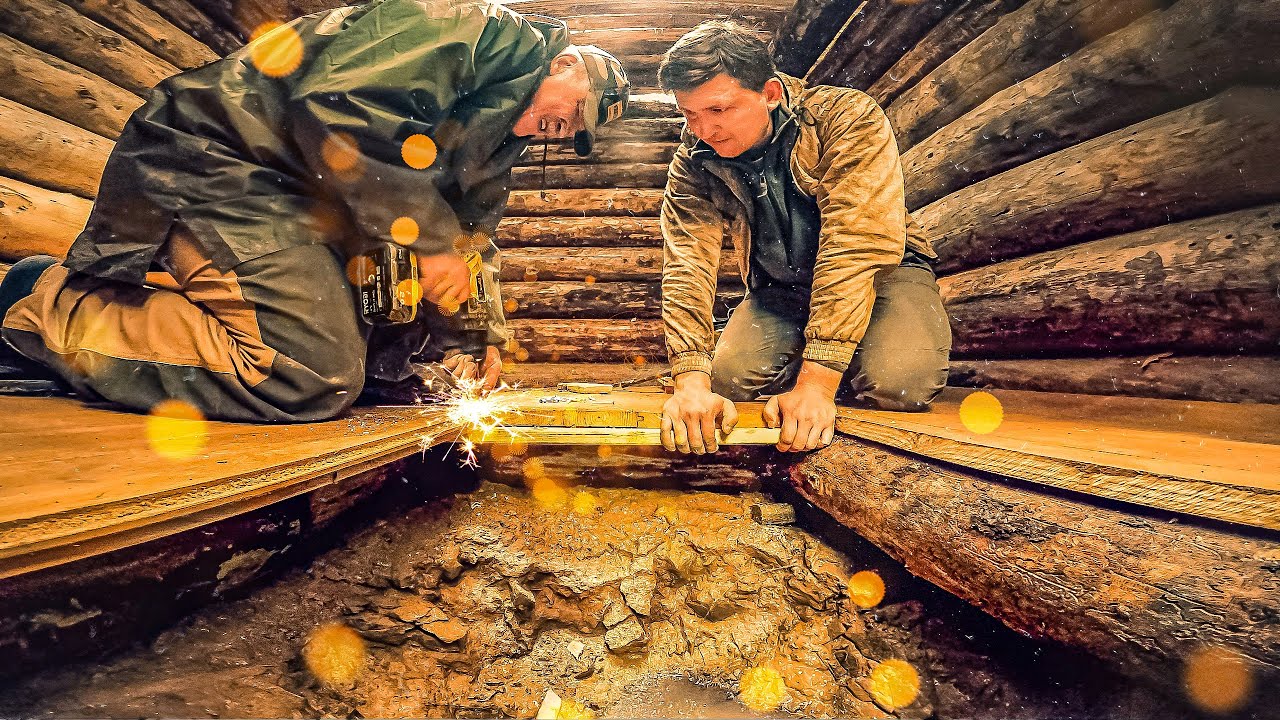 DUGOUT LIFE: Bushcraft earth hut, grass & clay roof, cast iron stove ...