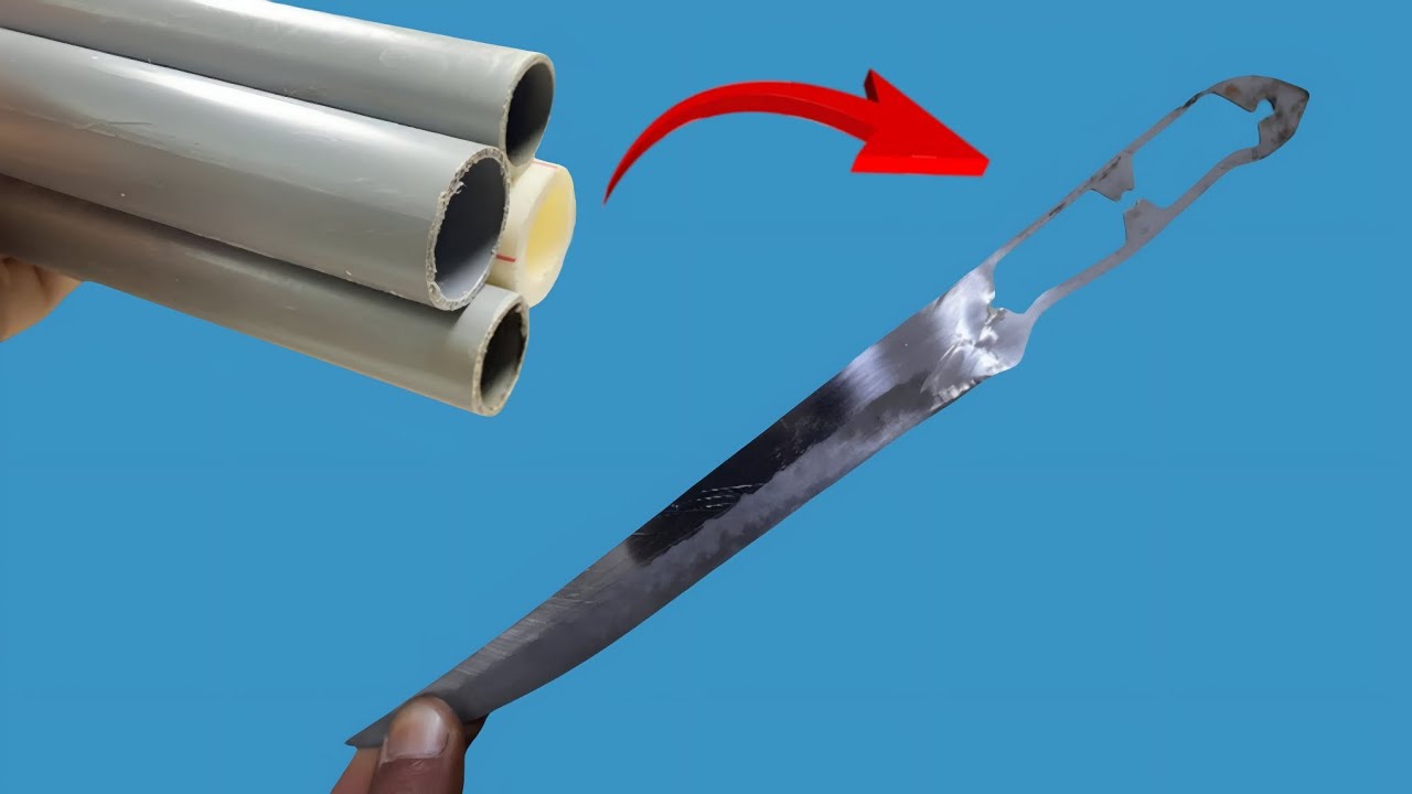 Transforming Trash: Crafting a Knife Handle from PVC Pipes! Watch Now ...