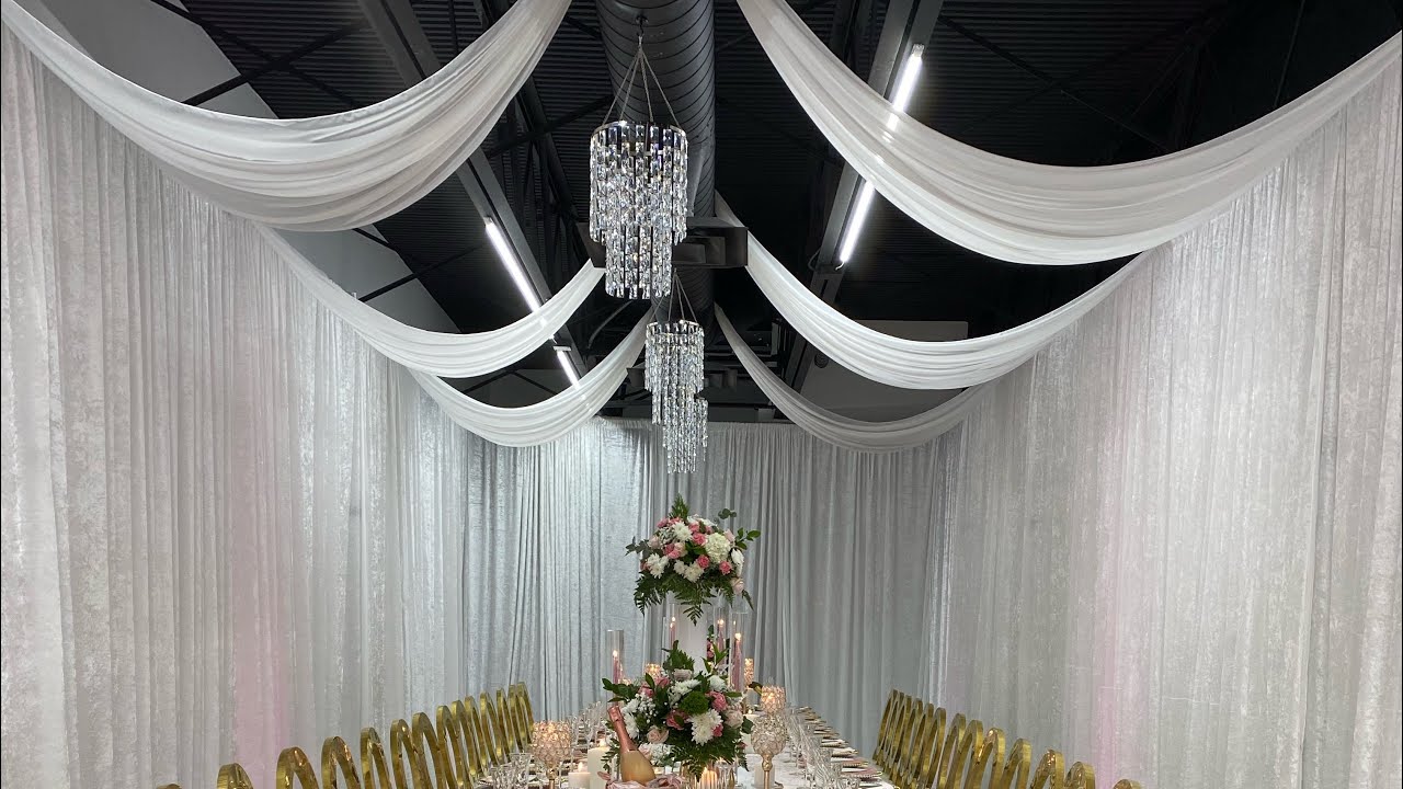 How to install pipe and drape with ceiling draping. - YouTube