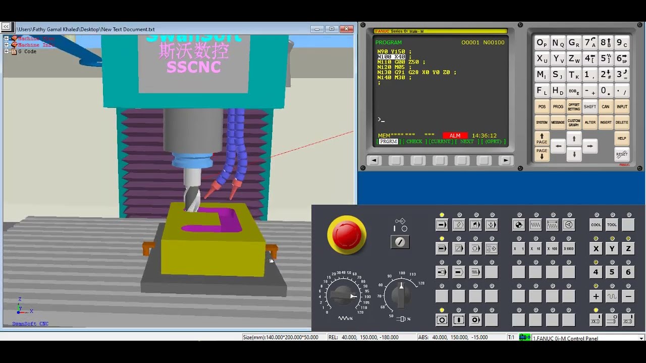 Simple milling operation on CNC simulator - YouTube