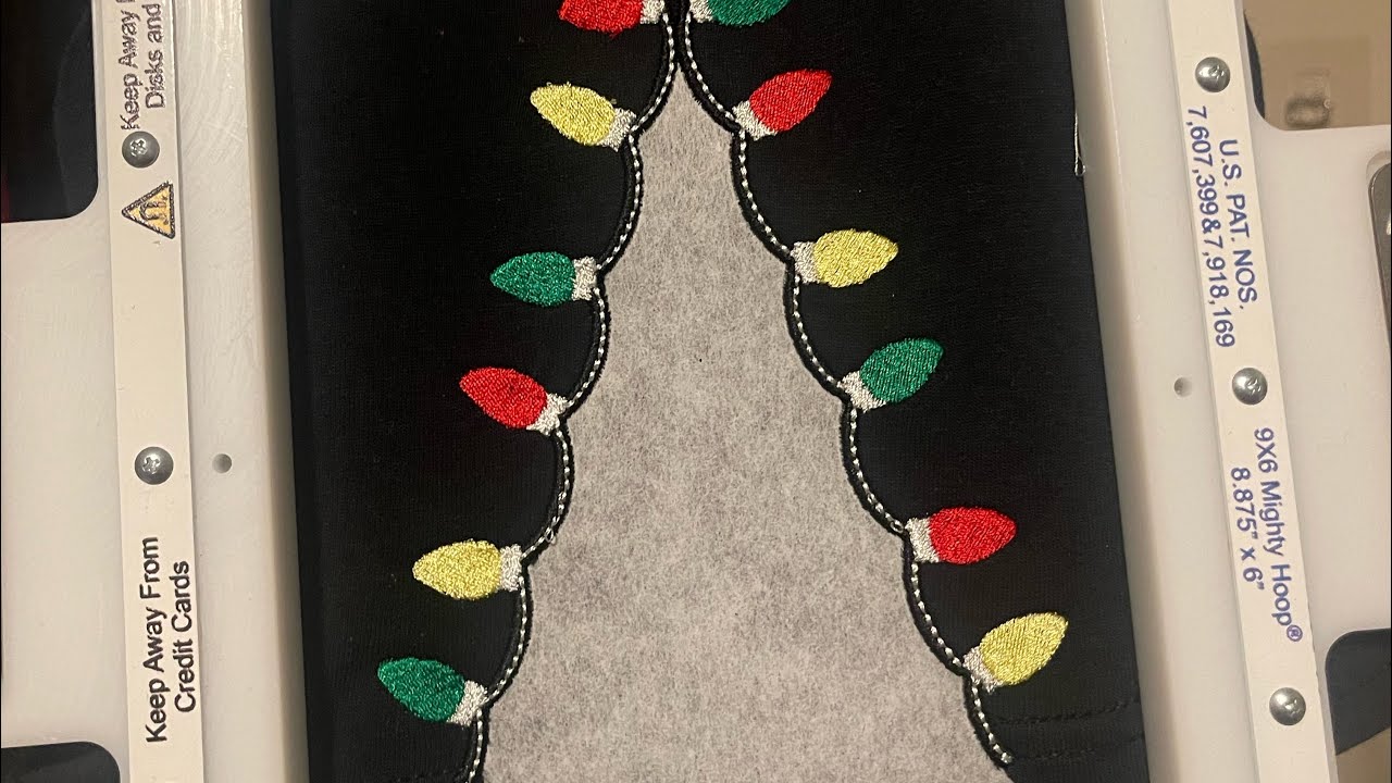 Applique Alley Christmas lights side sweatshirt tutorial - YouTube