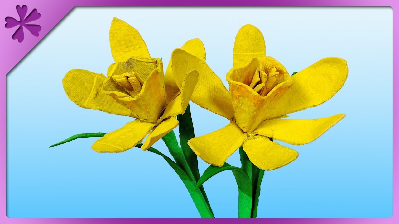 DIY 🌺 Narcissus made out of egg carton 🌺 It's easy! (ENG Subtitles ...
