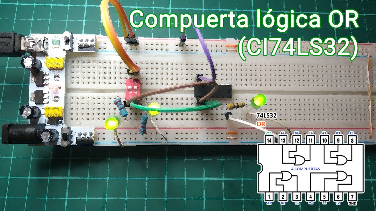 Compuerta lógica OR en protoboard (CI 74LS32) - YouTube