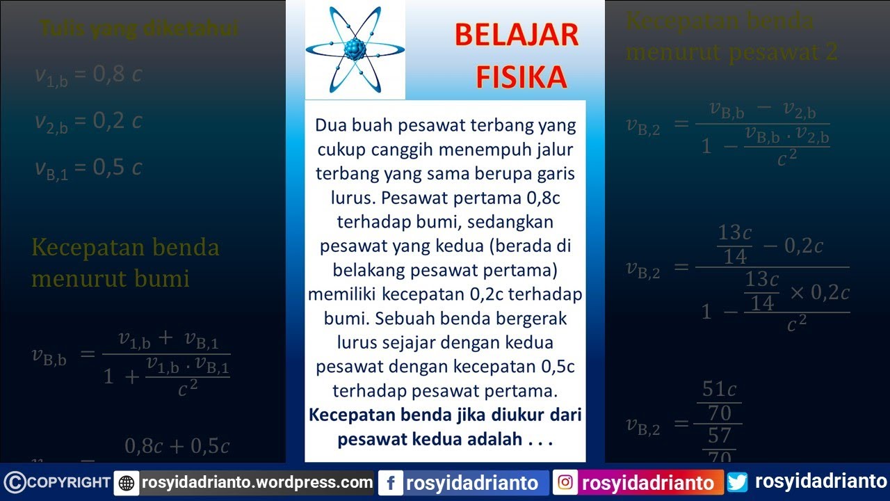 Kecepatan Relativistik - Kecepatan Benda jika diukur dari Pesawat # ...