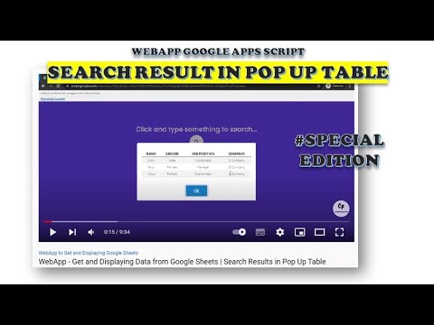 Get and Displaying Data from Google Sheets | Search Results in Pop Up Table (Special for Member ...