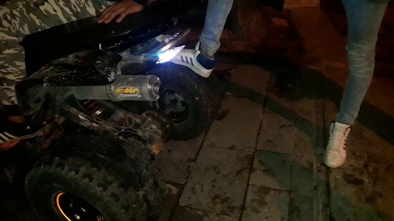 Atv with LOUD FMF Titanium Exhaust shooting flames - YouTube