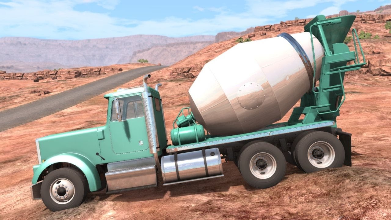 BeamNG Drive - Concrete Mixer Truck in the Desert - YouTube