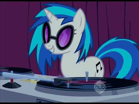 Vinyl Scratch wishes The Living Tombstone a happy birthday (Kira Buckland, aka Rina-Chan)