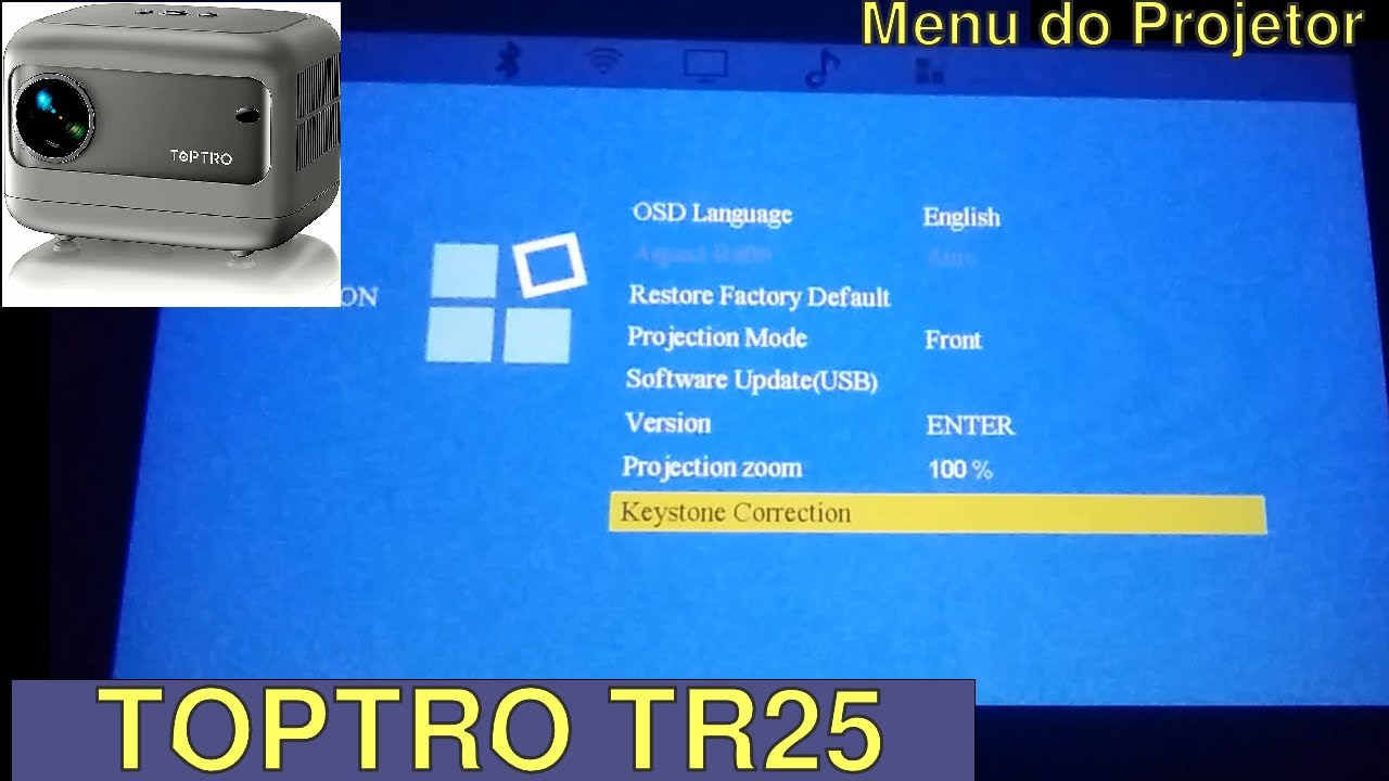 Mostrando o Menu do Sistema do Projetor Toptro TR25. - YouTube