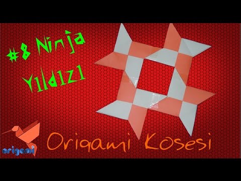 Kağıttan 8 Köşeli Duble Ninja Yıldızı Yapımı #8 Ninja Yıldızı Nasıl Yapılır. (Origami Köşesi)