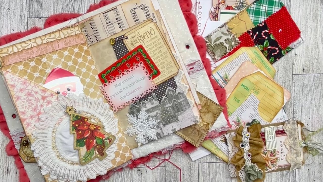 Working on a Christmas Journal ~ Making Pockets & Chatting ~ Pt. 9 ...