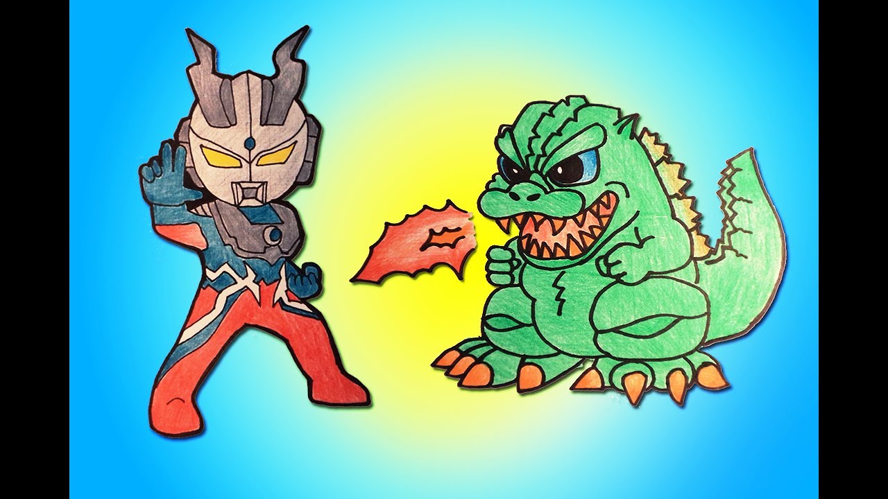 How To Draw Ultraman Zero Vs Godzilla - YouTube