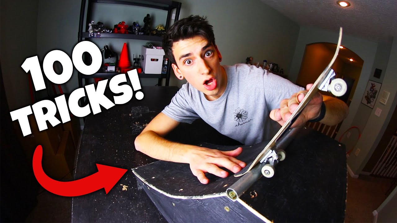 100 HANDBOARD TRICKS ON A QUARTER PIPE! - YouTube