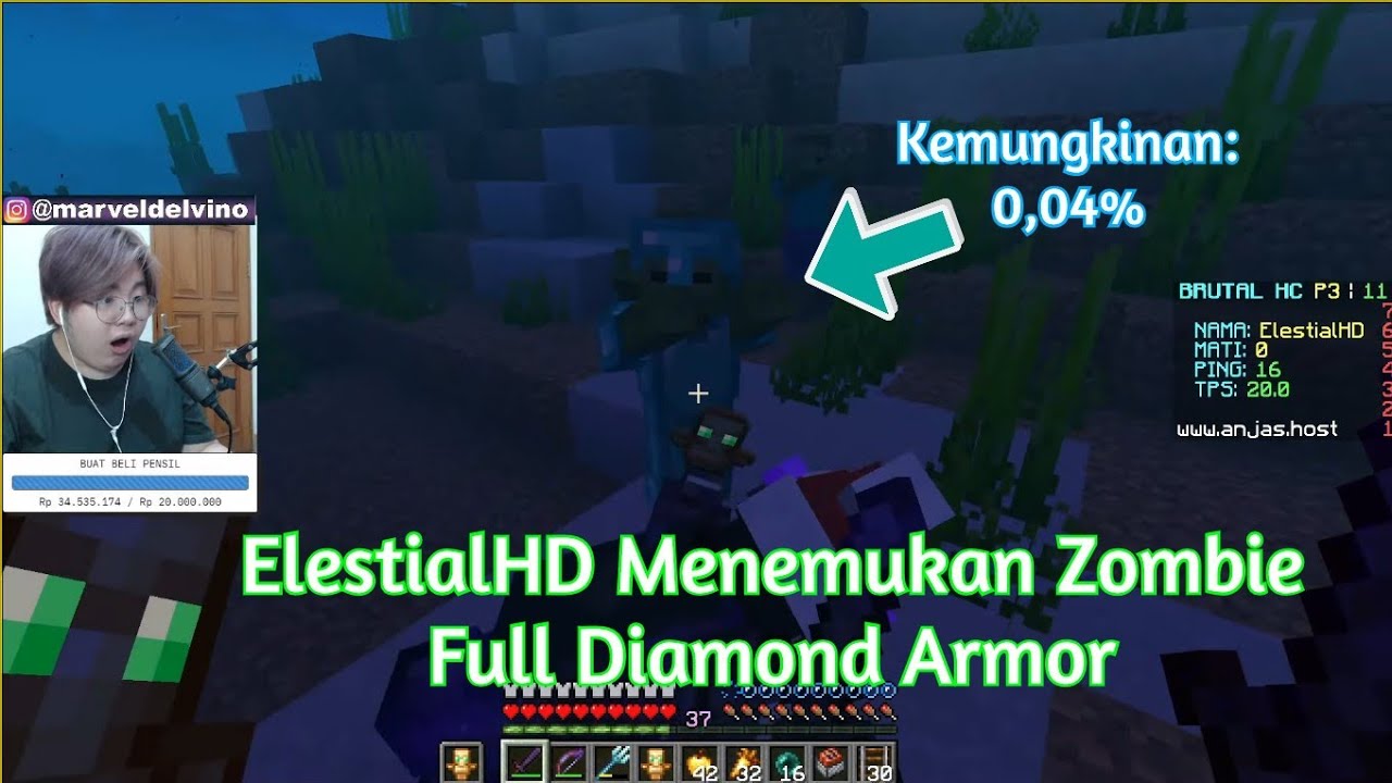 Ketika @ElestialHD Menemukan Zombie Full Diamond Armor - YouTube