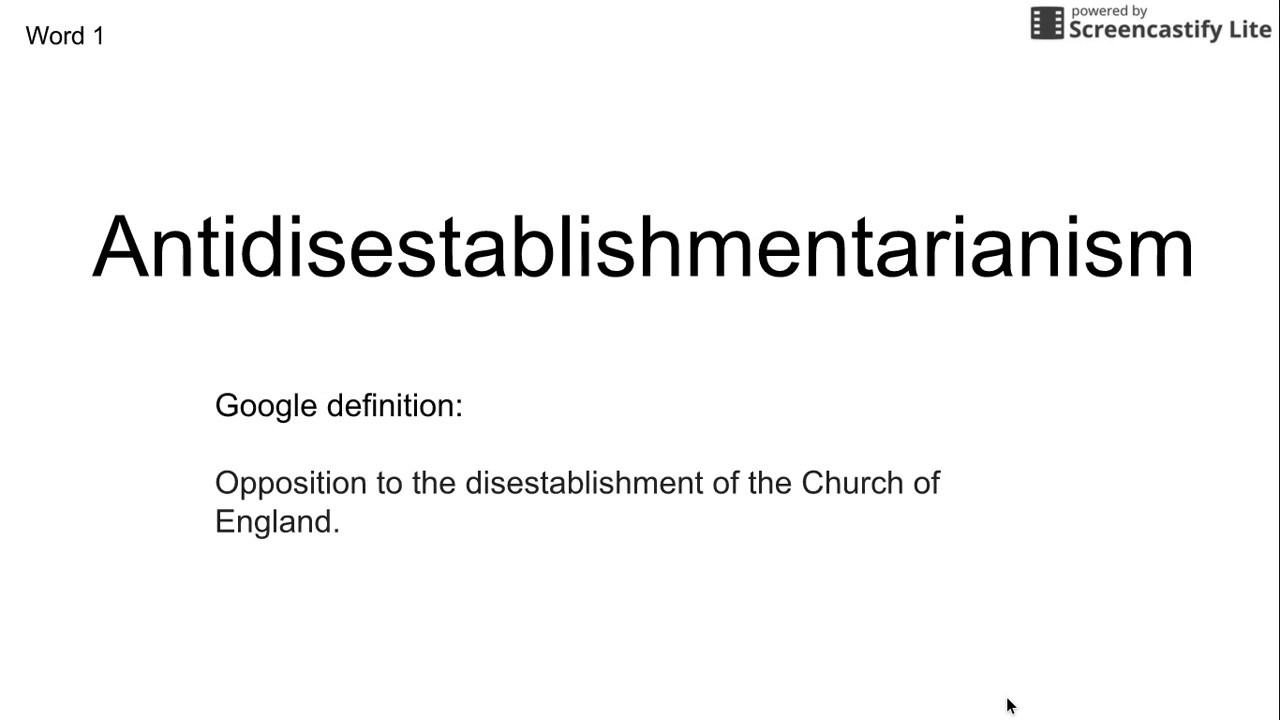 Word 1 Antidisestablishmentarianism - YouTube