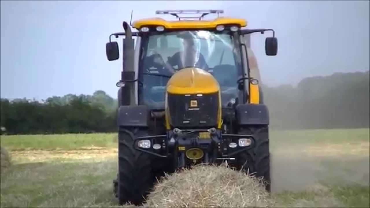 JCB fastrac 8250 baling hay - YouTube
