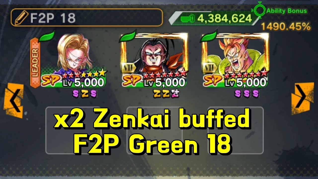 Double Zenkai Buffed F2P Green Andriod 18! - Dragon Ball Legends - YouTube