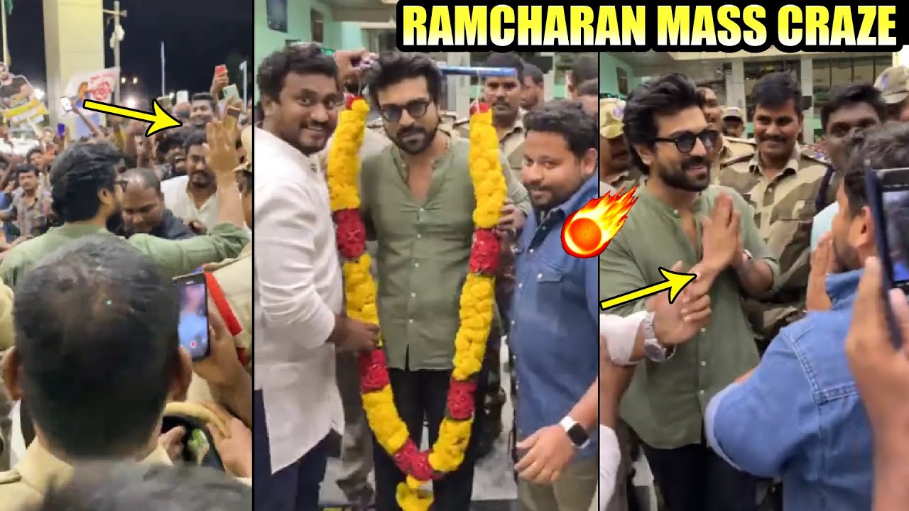 Ram Charan Mass Craze @ Rajahmundry Airport | Ram Charan Latest Movies ...