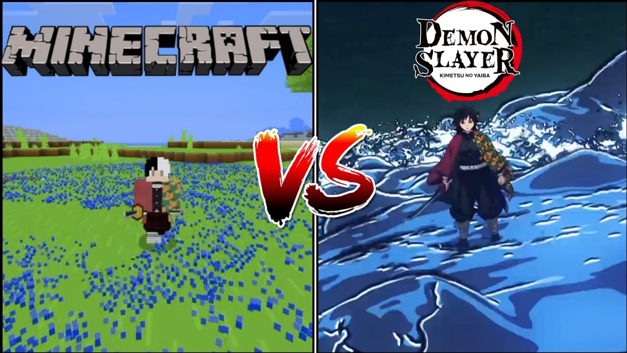 Demon Slayer Water Breathing Techniques Minecraft VS Anime - YouTube