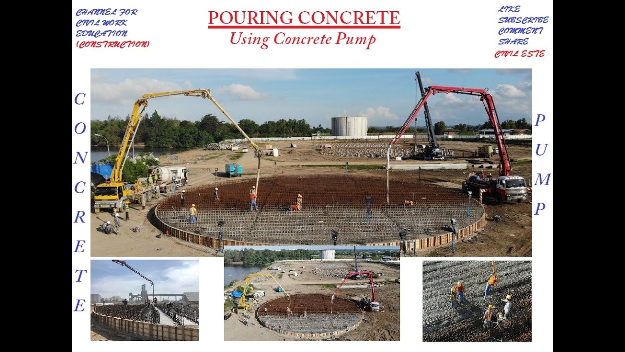 Pouring concrete Tank Foundation Using Concrete Pump - YouTube