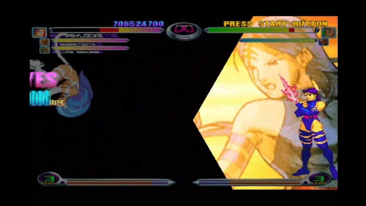 Marvel VS Capcom 2 Sabretooth/Silver Samurai/Psylocke Arcade Mode ...