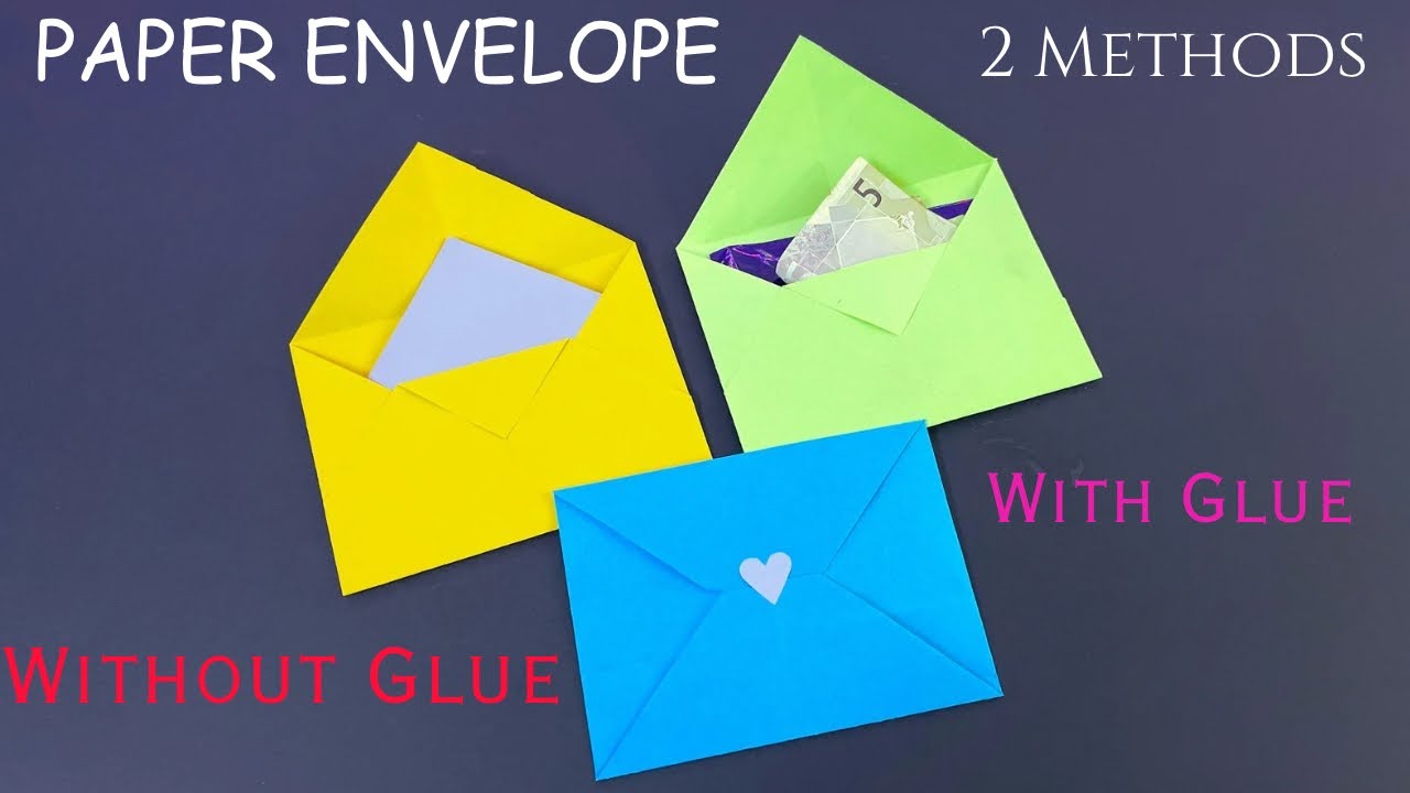 Envelope Making With Paper { WITH & WITHOUT GLUE } At Home | Step by ...