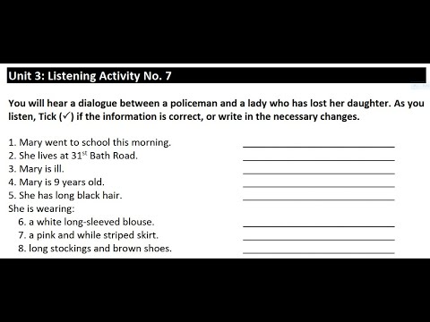 Unit 3: Listening Activity No.7 - YouTube