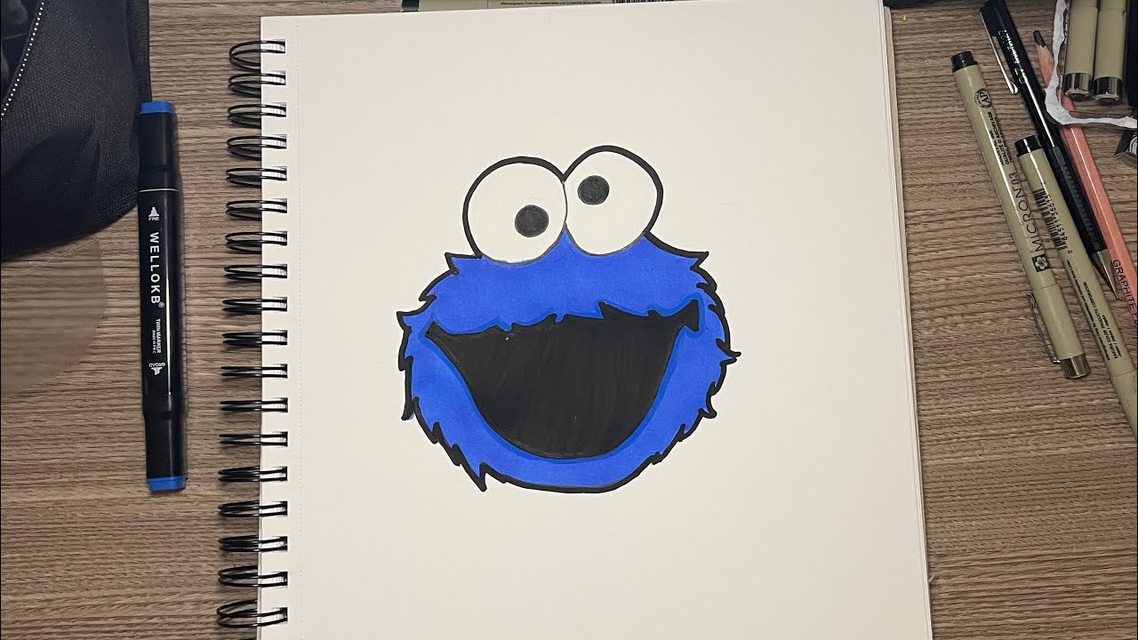 How To Draw Cookie Monster From Sesame street - YouTube
