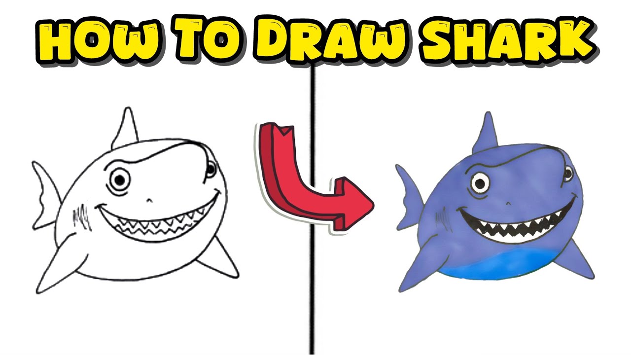 How to Draw a Shark – Follow Along Easy Ocean Animal Drawing Tutorial ...