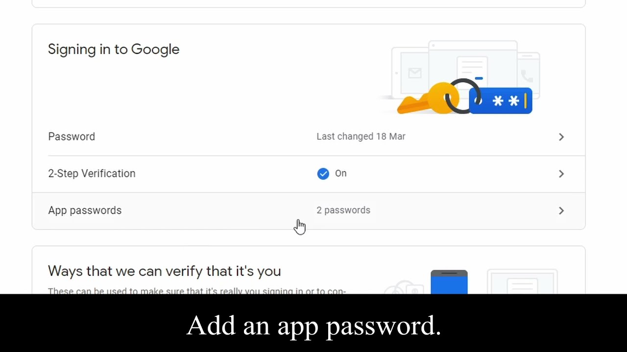 Setup Google account application passcode - YouTube