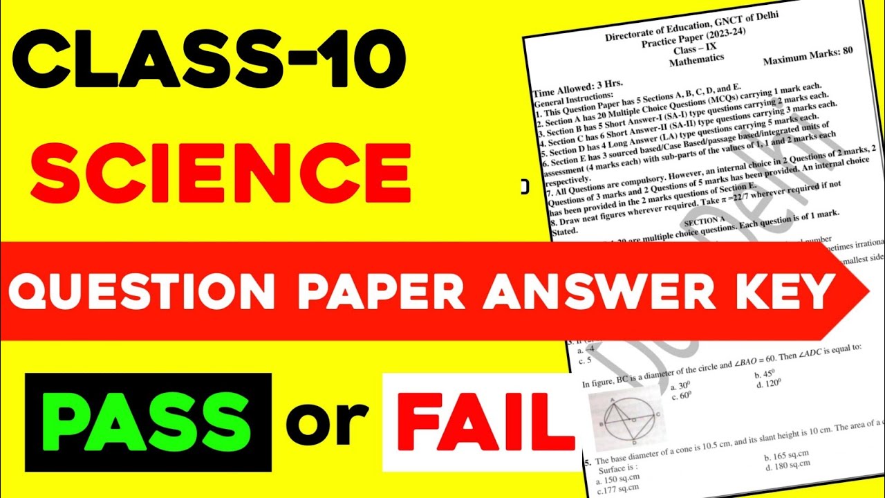 Science Paper Solution Class 10th | Class 10 Science Answer Key 2024 ...