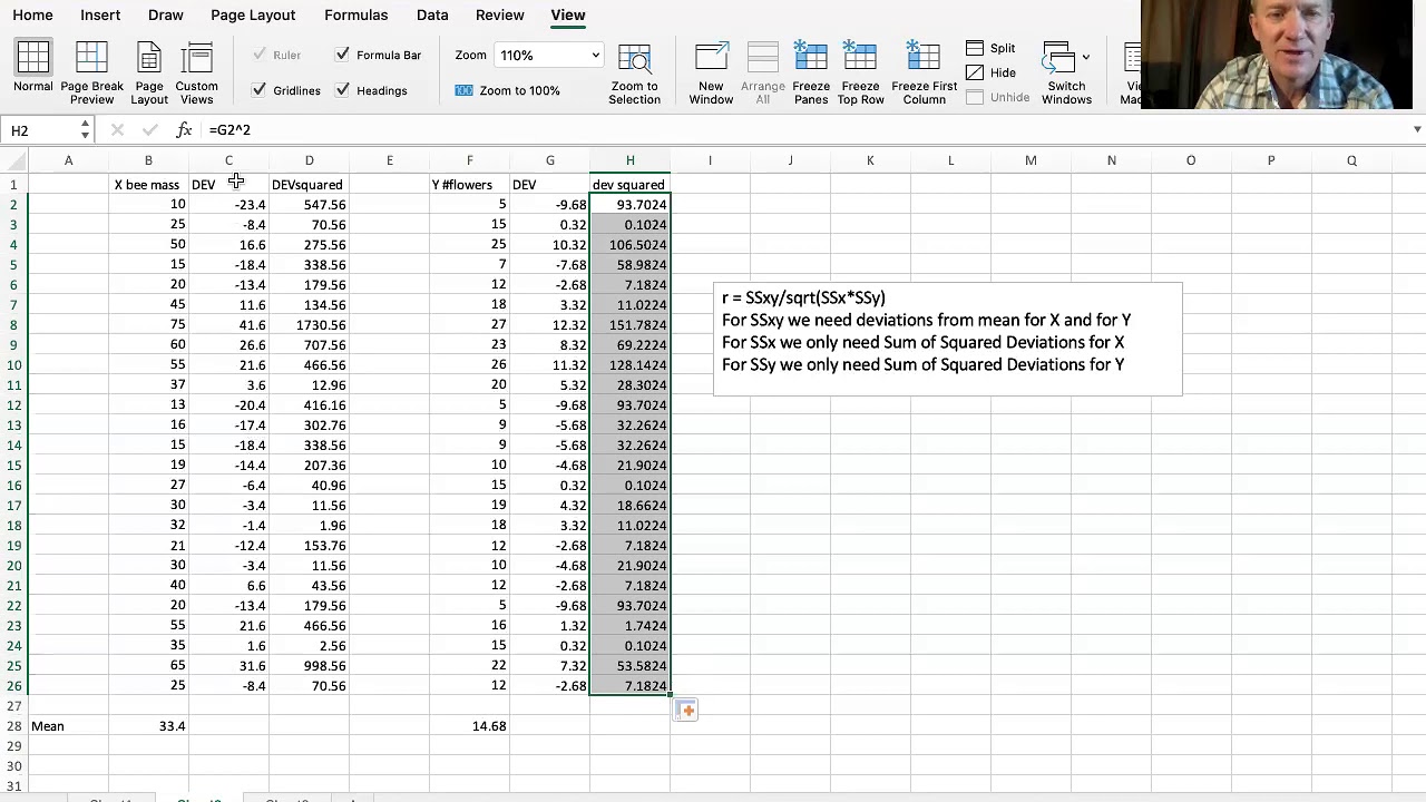Correlation in Excel Bio 405 - YouTube