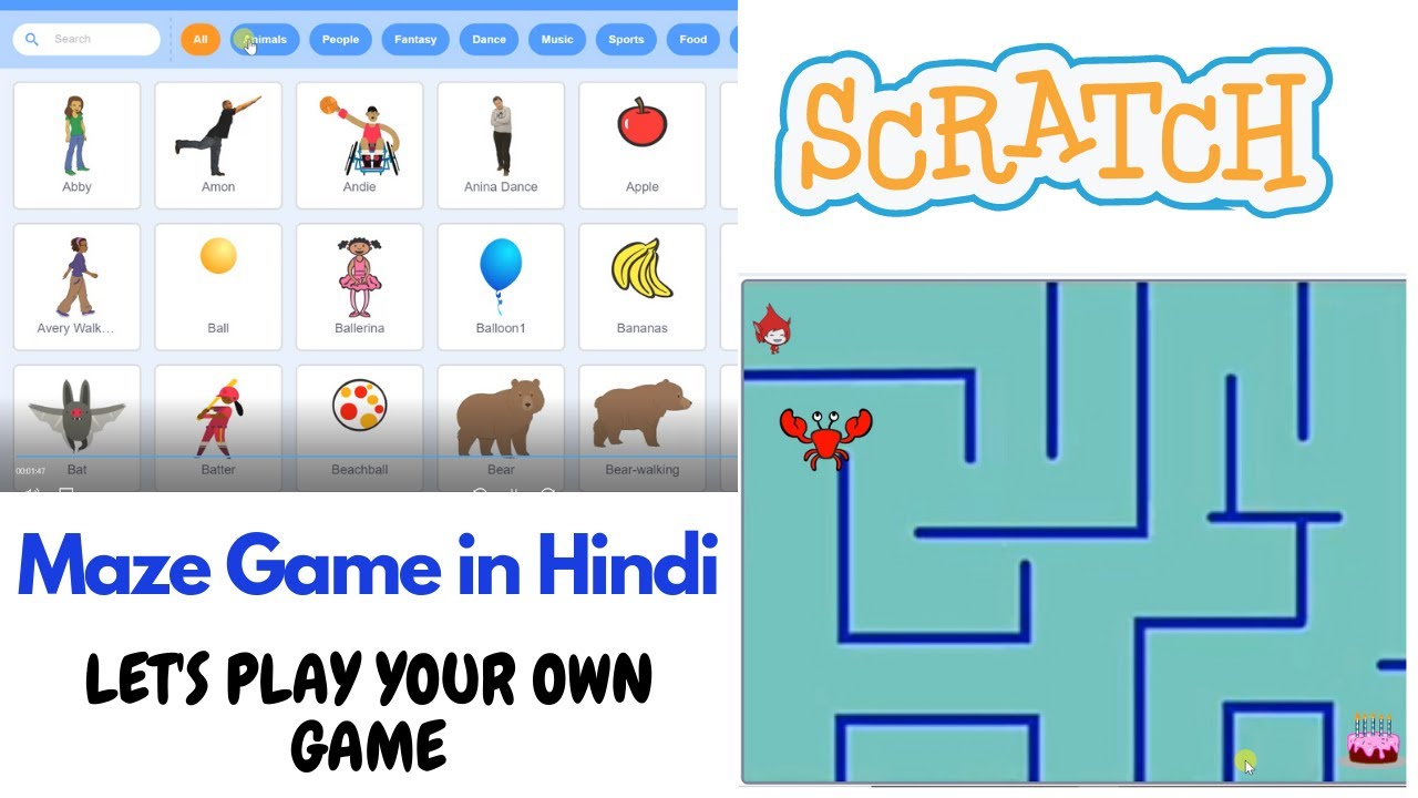 How to make Maze Game in scratch || Scratch 3.0 tutorial in Hindi ...