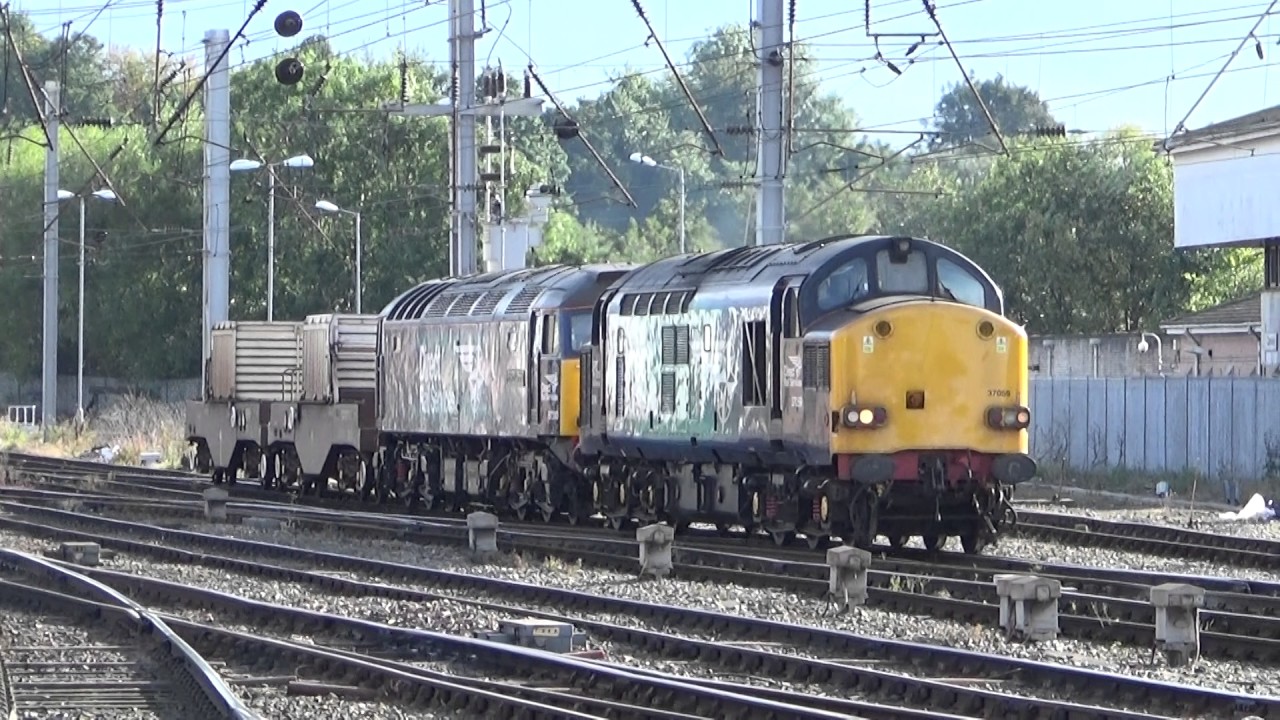 Direct Rail Services 37059 and 57310 Nuclear Flask Train passing ...
